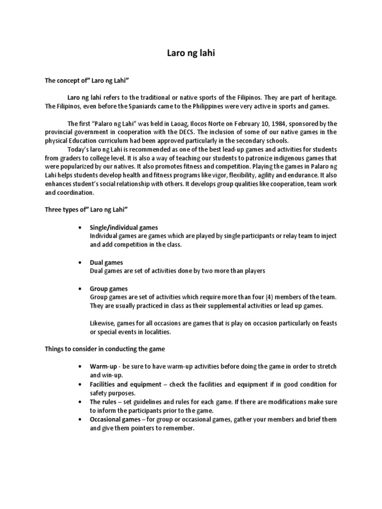 Laro NG Lahi | PDF
