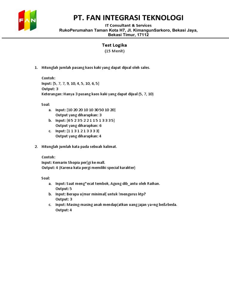 Test Logika Programmer | PDF