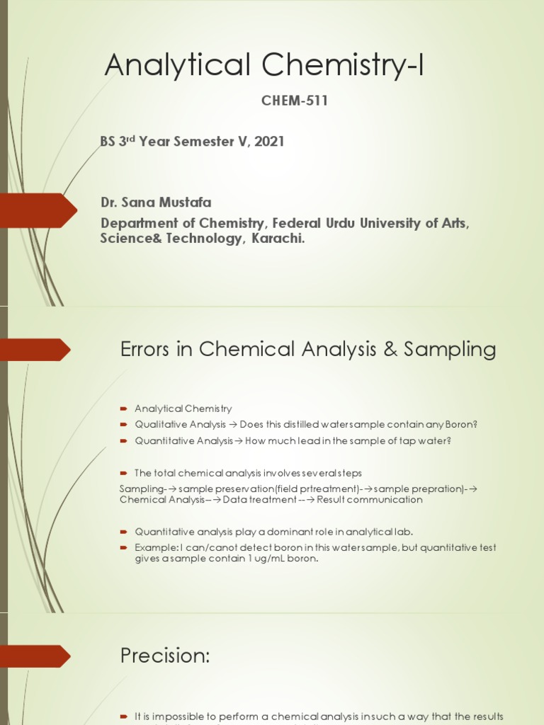 Errors in Chemical Analysis | PDF | Analytical Chemistry | Accuracy And ...