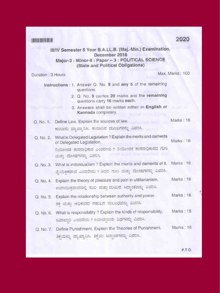 Question Paper 4th Sem | PDF