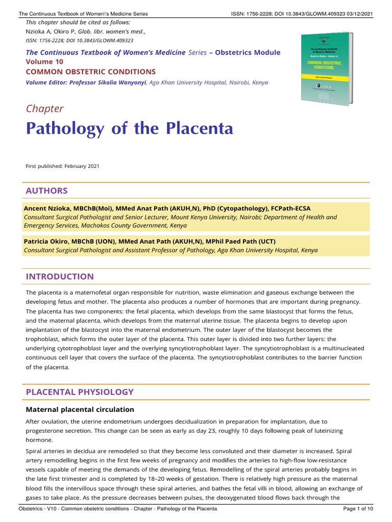 Obstetrics V10 Common Obstetric Conditions Chapter Pathology of The ...