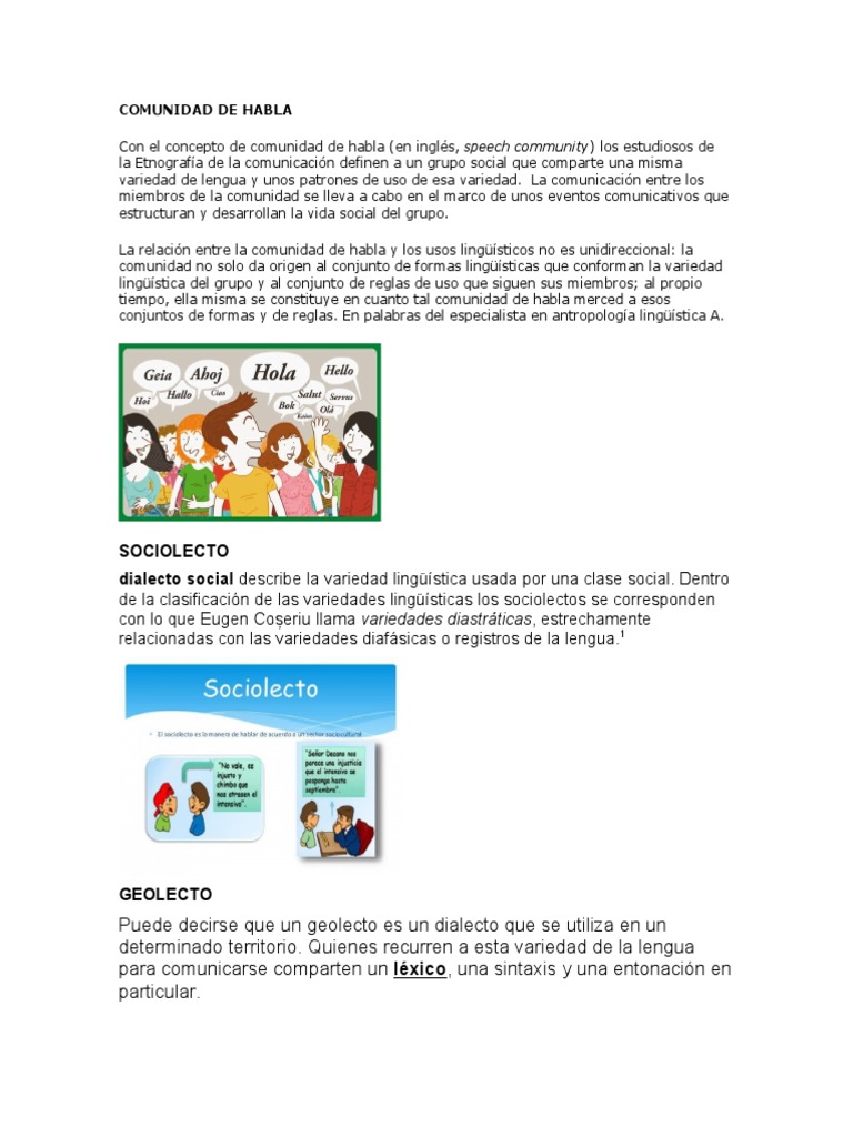Definición y alcances de la comunidad de habla | PDF | Dialecto ...