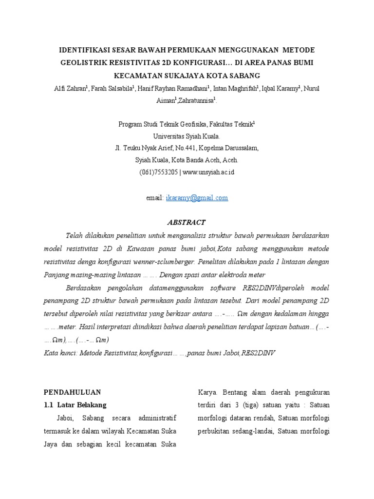 Jurnal 2D Geolistrik Geophysics Engineering Tour (GET) | PDF