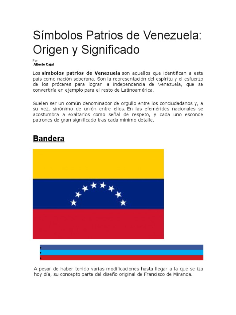 Símbolos Patrios de Venezuela: Significado | PDF | Historia
