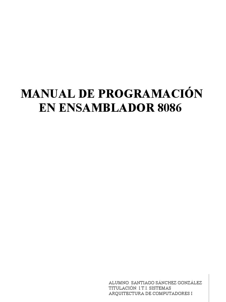 Manual Ensamblador 8086 | PDF | Lenguaje ensamblador | Programa de computadora