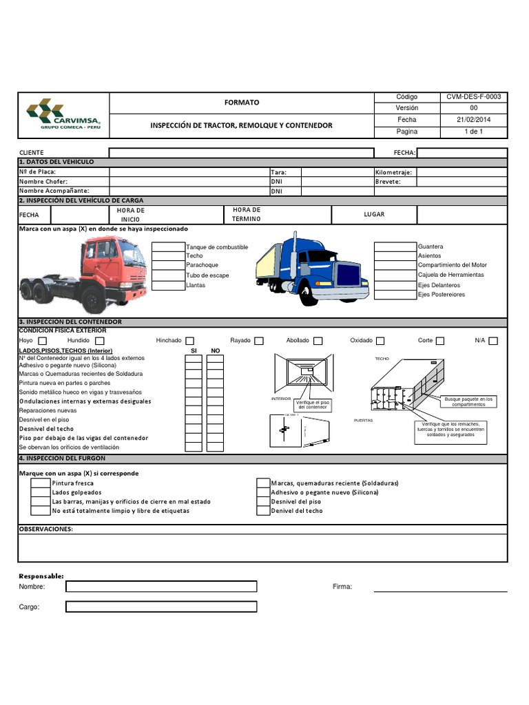 CVM-DES-F-0003 Formato de Inspeccion, Tracto, Remolque y Contenedor ...