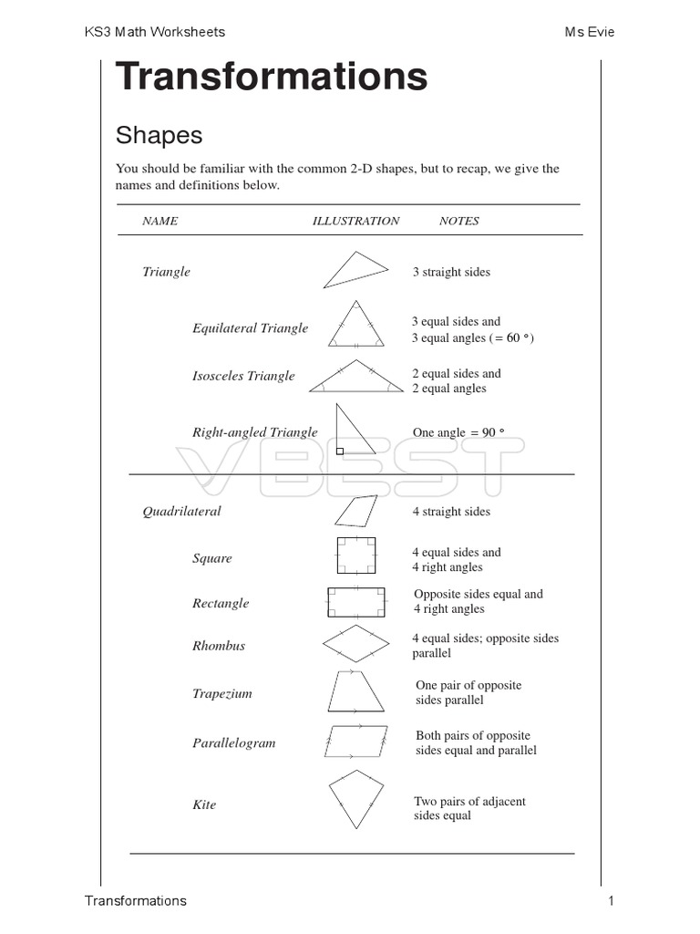 Y9 Math - Transformation | PDF | Rectangle | Shape