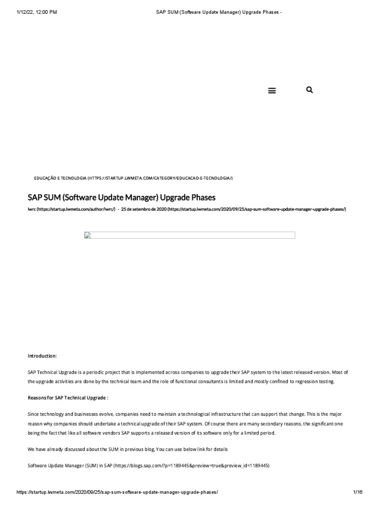 SAP SUM (Software Update Manager) Upgrade Phases | PDF | Databases | Computer Science