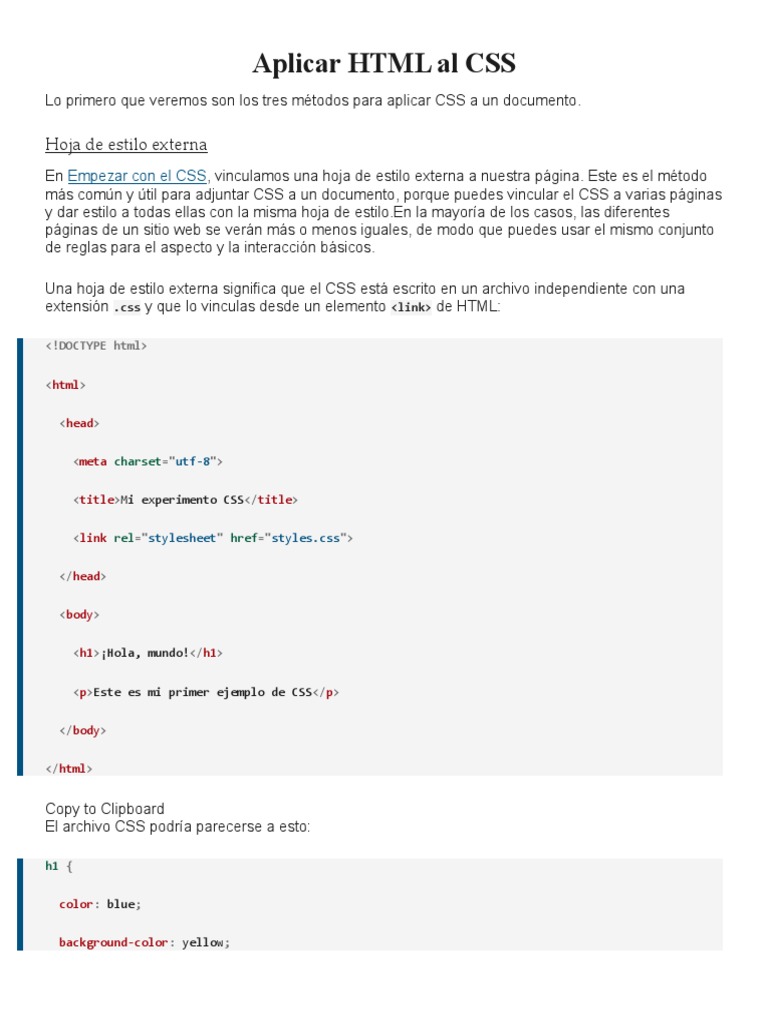 Aplicar HTML Al CSS | PDF | Archivo de computadora | HTML
