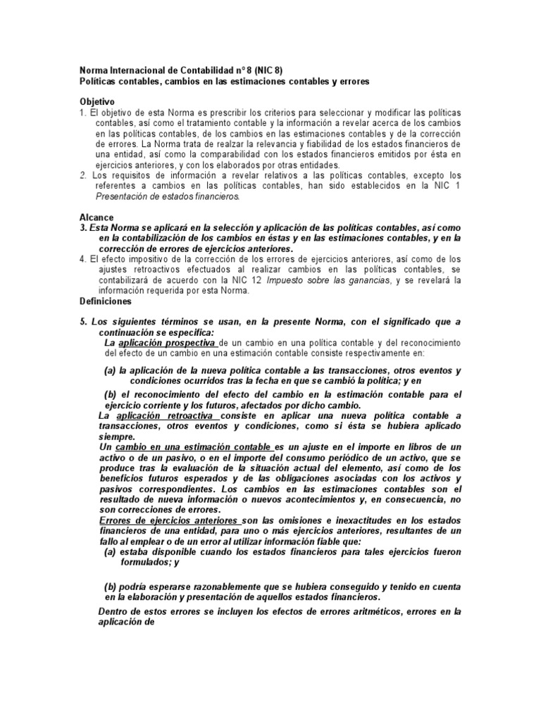 NIC 8 - Versión en español | PDF | Contabilidad | normas ...