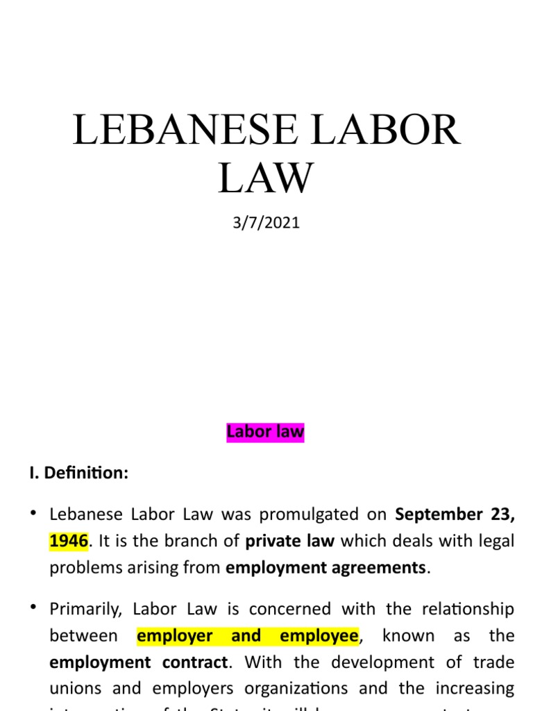 Lebanese Labor Law | PDF | Labour Law | Employment