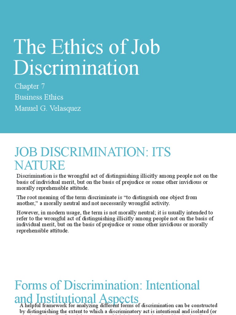 The Ethics of Job Discrimination | PDF | Affirmative Action ...