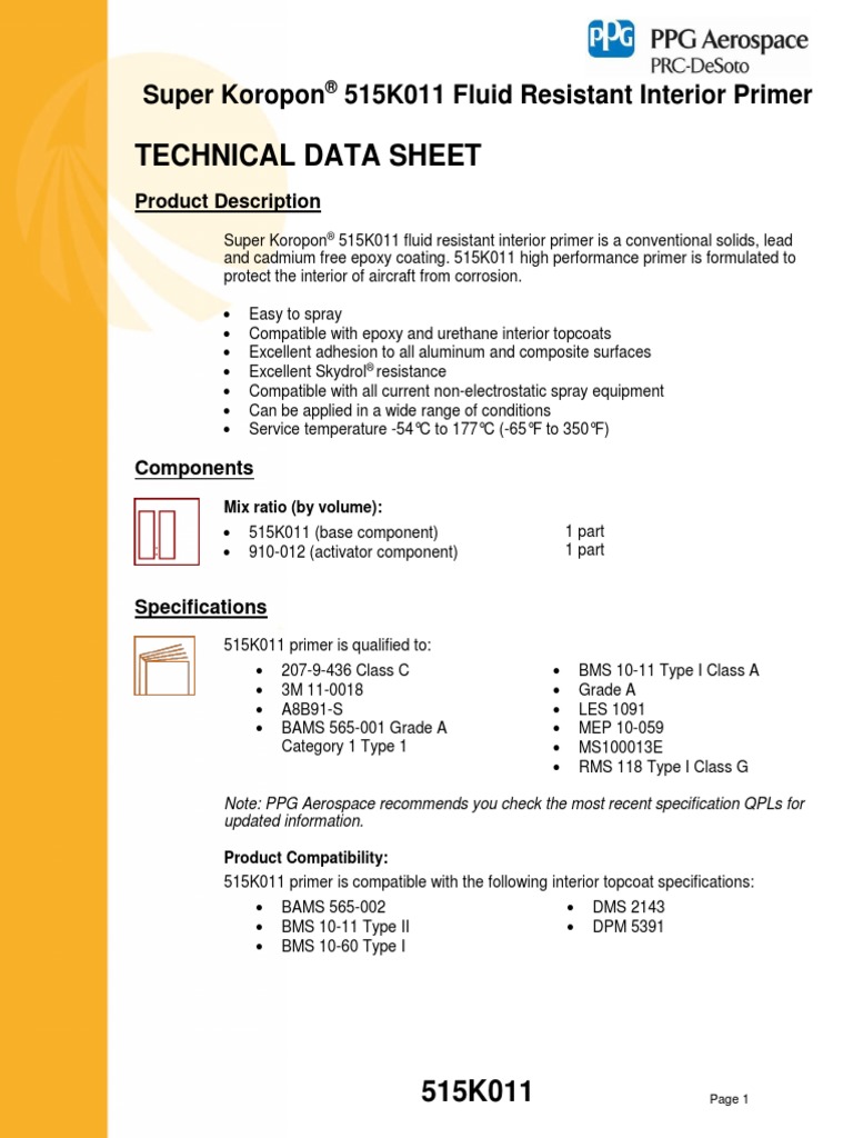 515k011 Super Koropon Fluid Resistant Interior Primer | PDF | Shelf ...