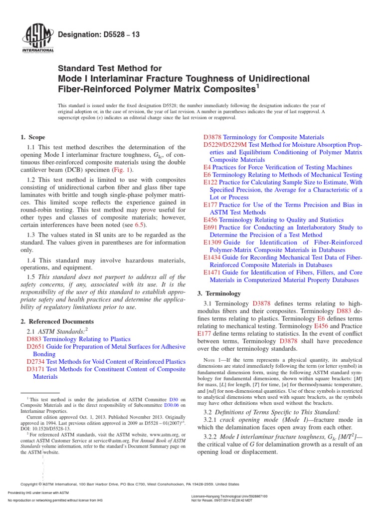 #1-Astm D5528 | PDF | Composite Material | Fracture Mechanics