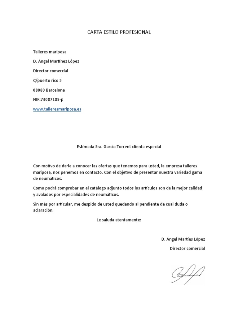 Carta Estilo Profesional | PDF