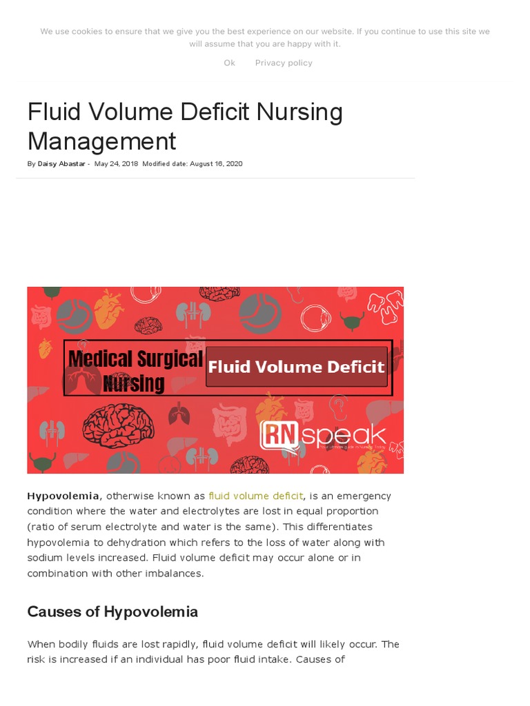 Fluid Volume Deficit Nursing Management | PDF | Dehydration | Medicine