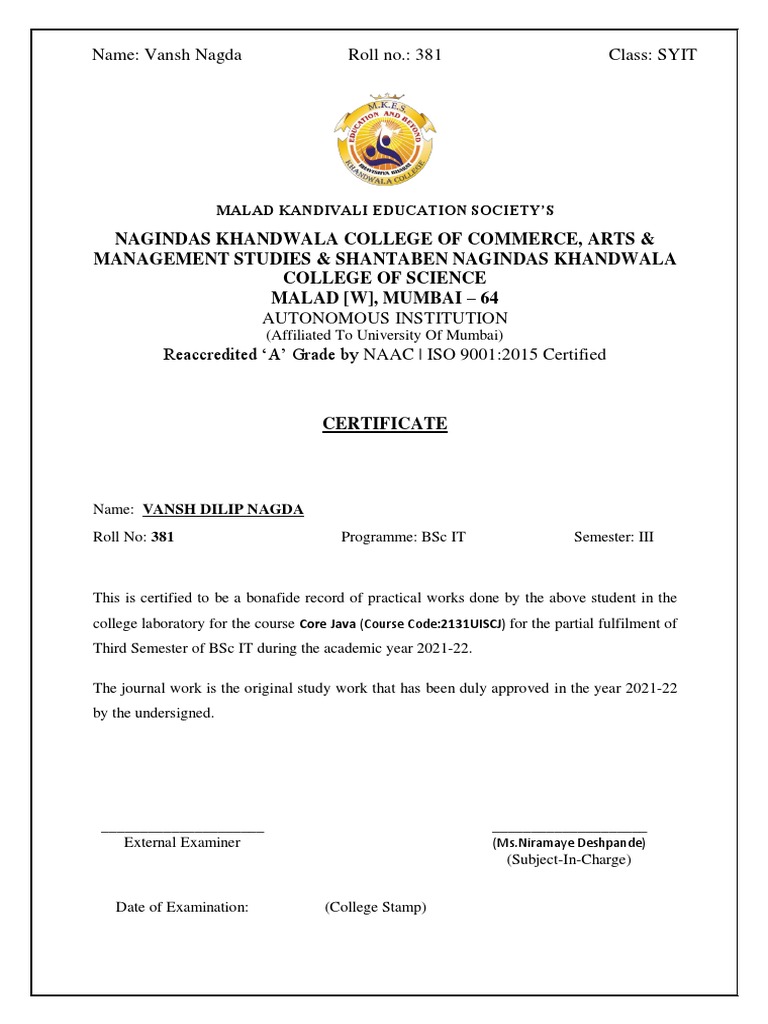 Core Java Journal Pdf Class Computer Programming Inheritance Object Oriented Programming