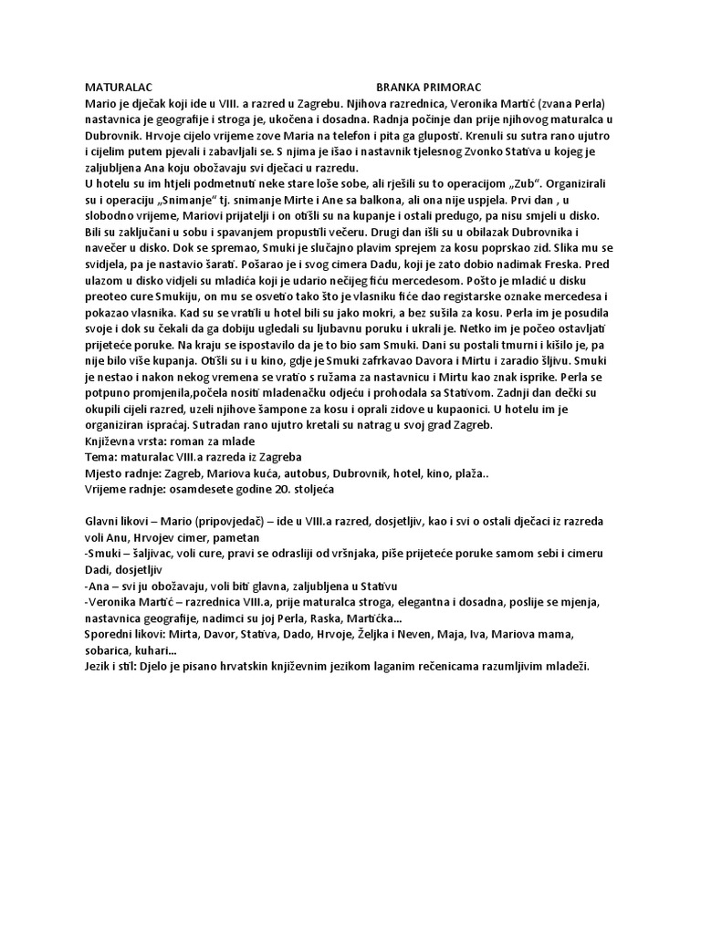 Lektira Maturalac | PDF