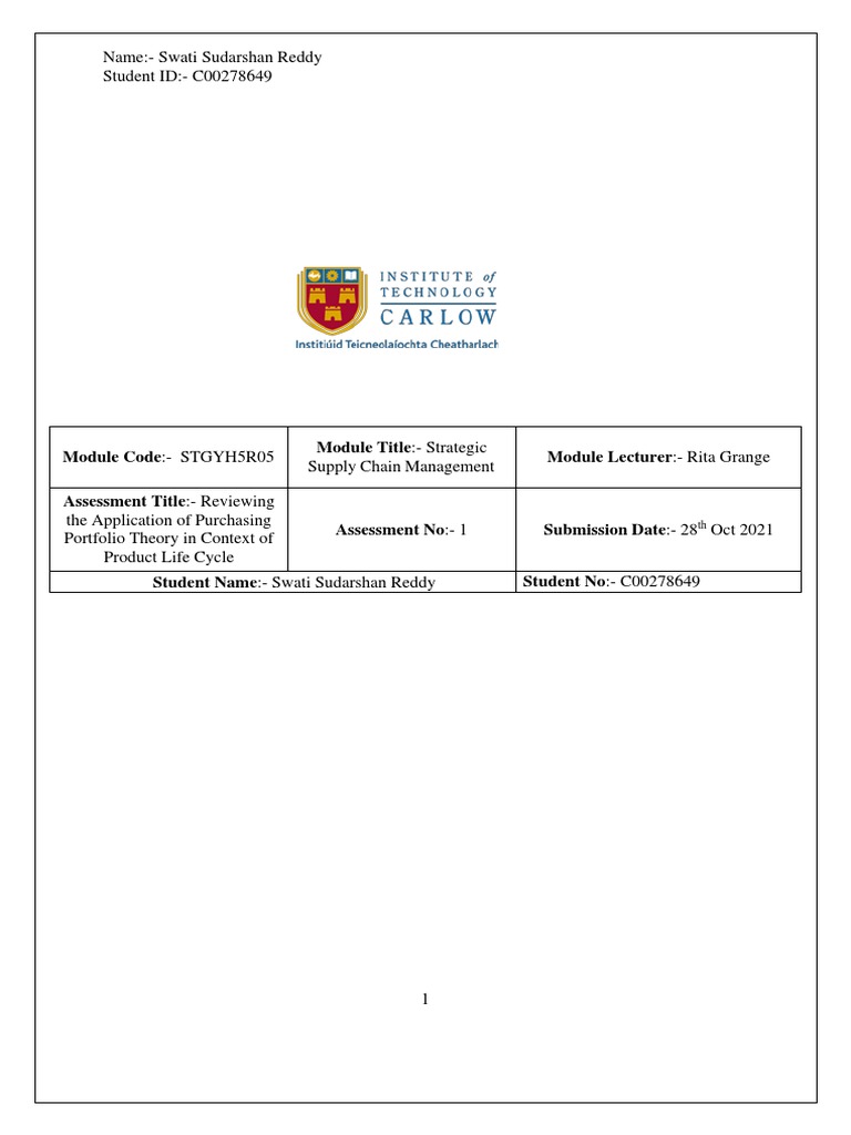 Purchasing Portfolio Theory Review | PDF | Procurement | Supply Chain