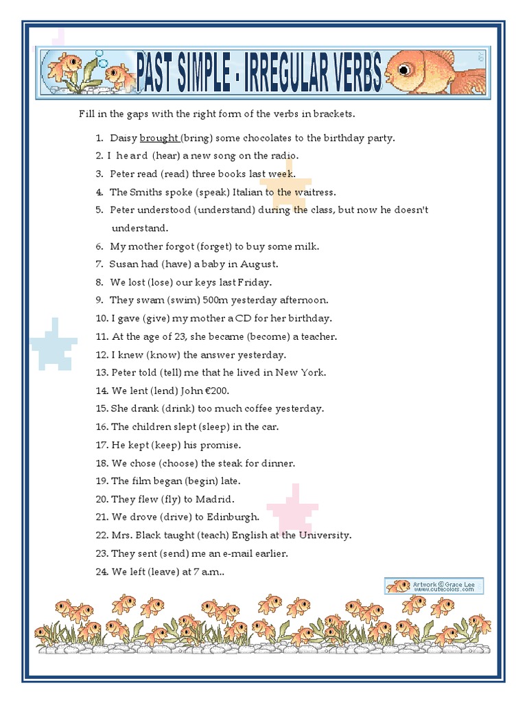 Past Simple Irregular Verbs Exercise | PDF | Language Arts & Discipline