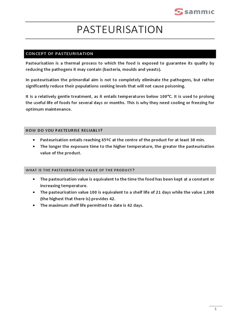 Brochure Pasteurisation | PDF | Cooking, Food & Wine | Science ...