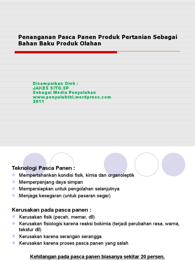 Penanganan Pasca Panen SBG Bahan Baku Lahan | PDF