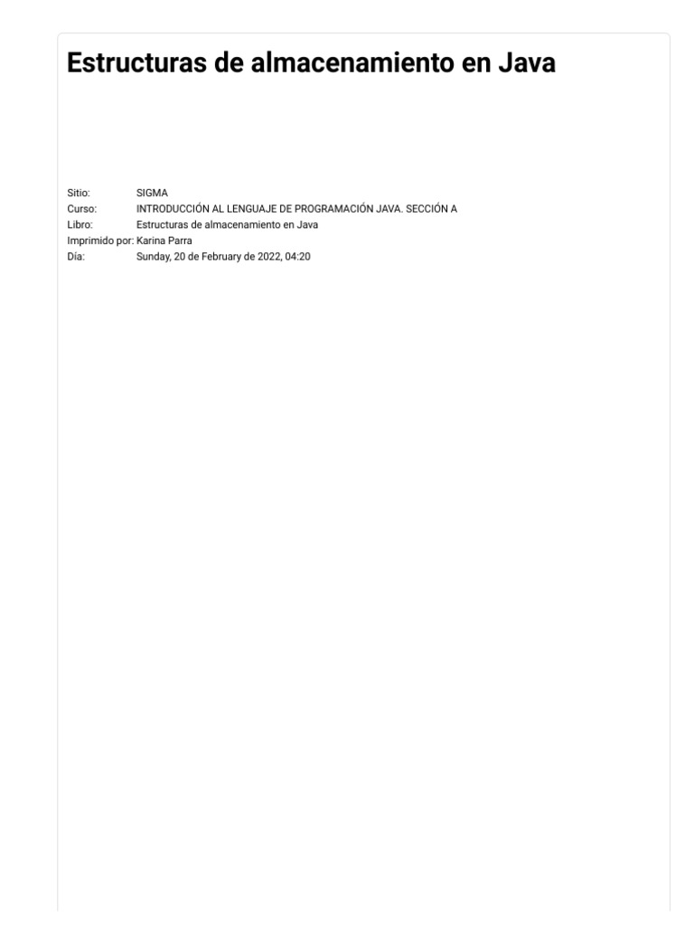 Estructuras de Almacenamiento en Java | PDF | Estructura de datos de ...