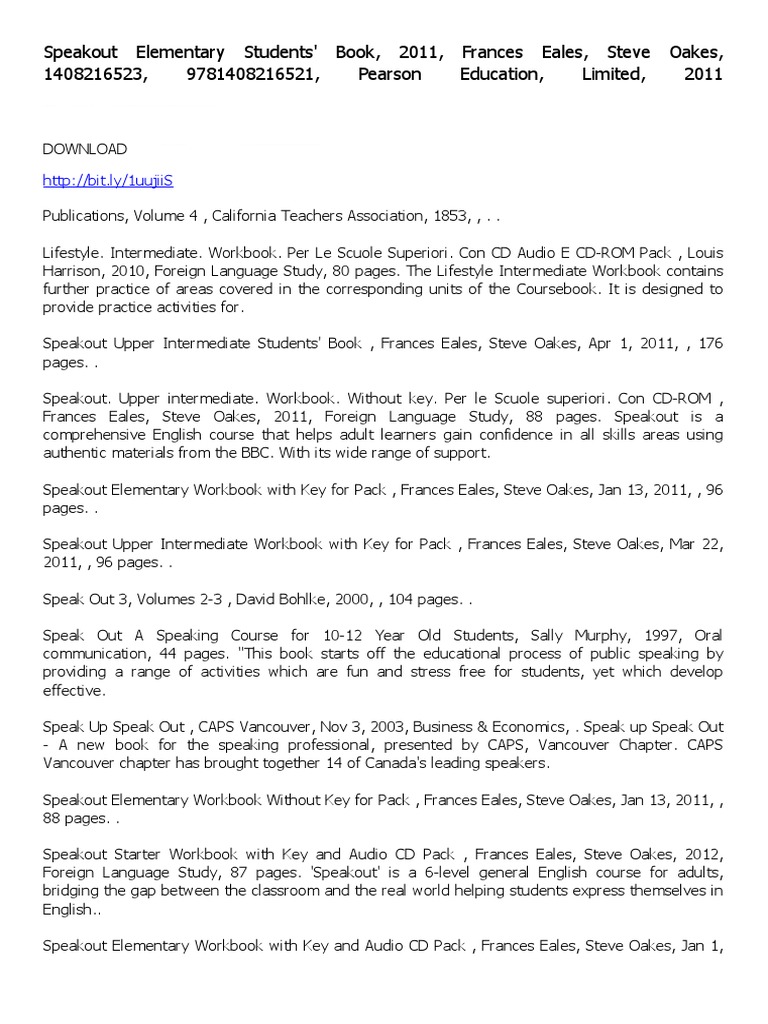 Speakout Elementary Students' Book, 2011, Frances Eales, Steve Oakes ...