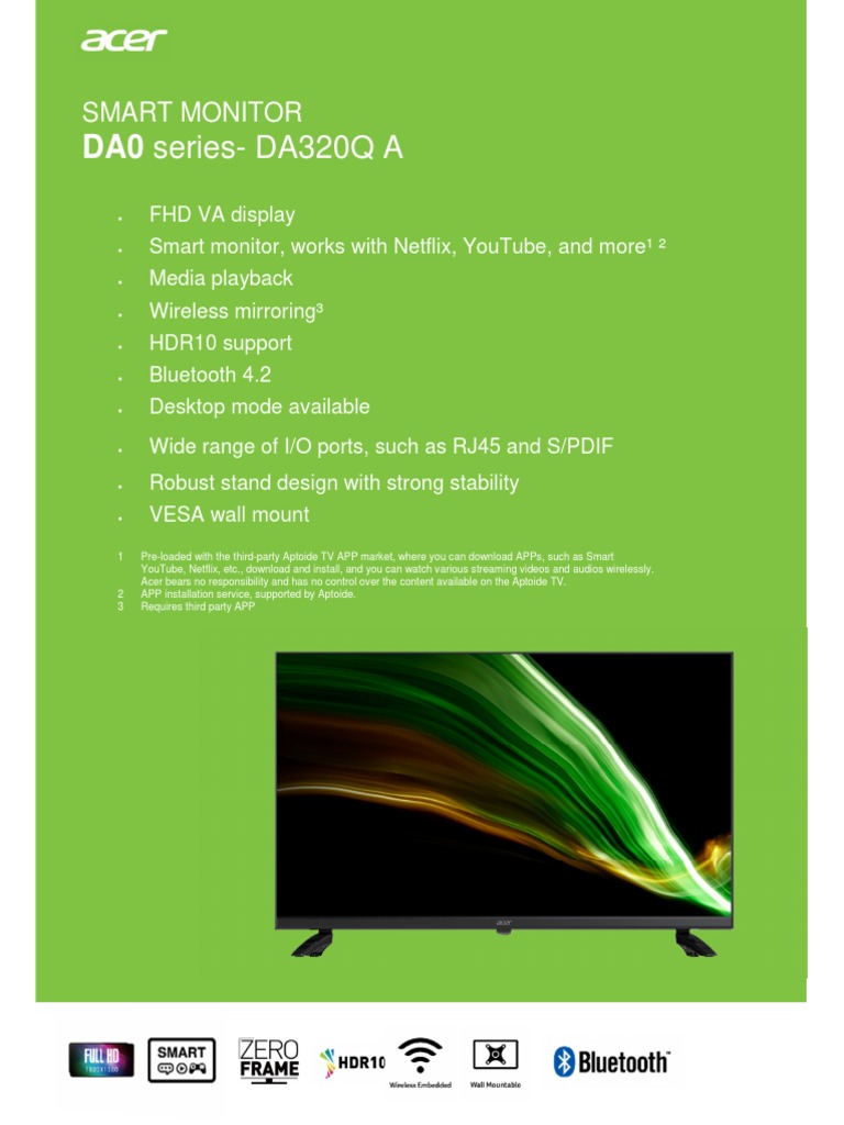 FHD Smart Monitor with Media Playback & Wireless Mirroring | PDF ...