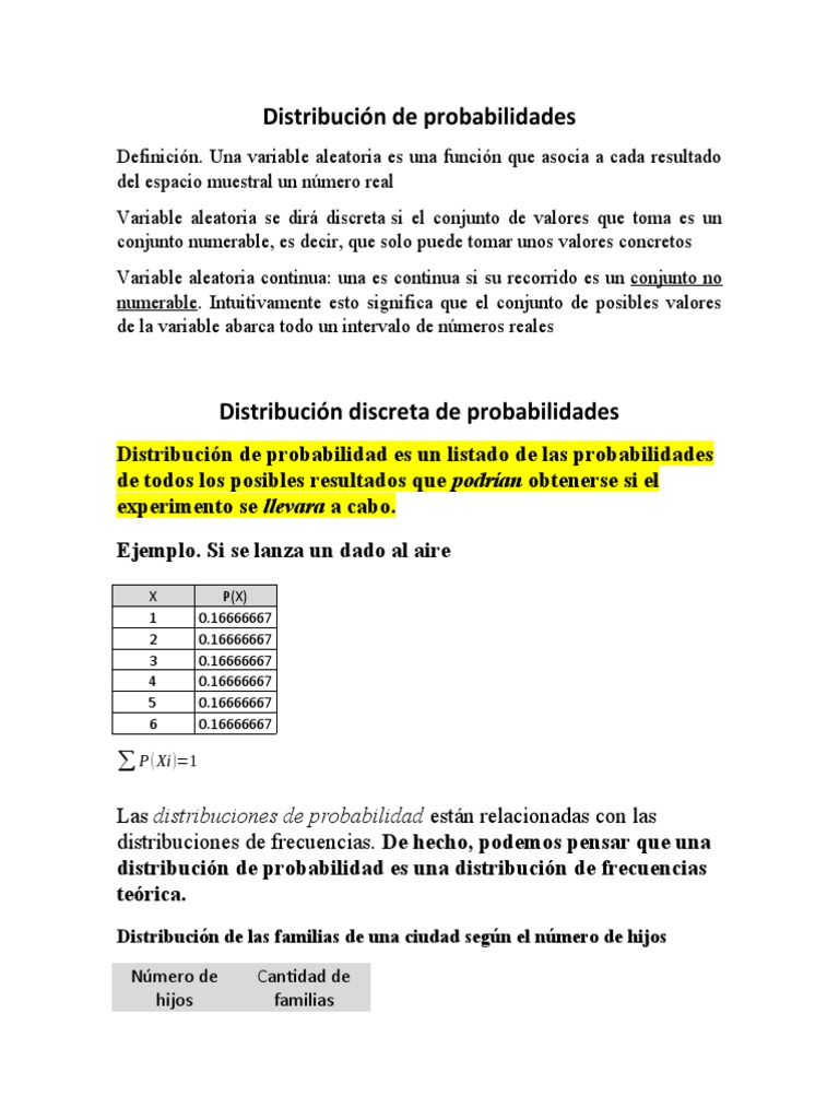 Distribución de Probabilidades | PDF | Distribución de probabilidad ...