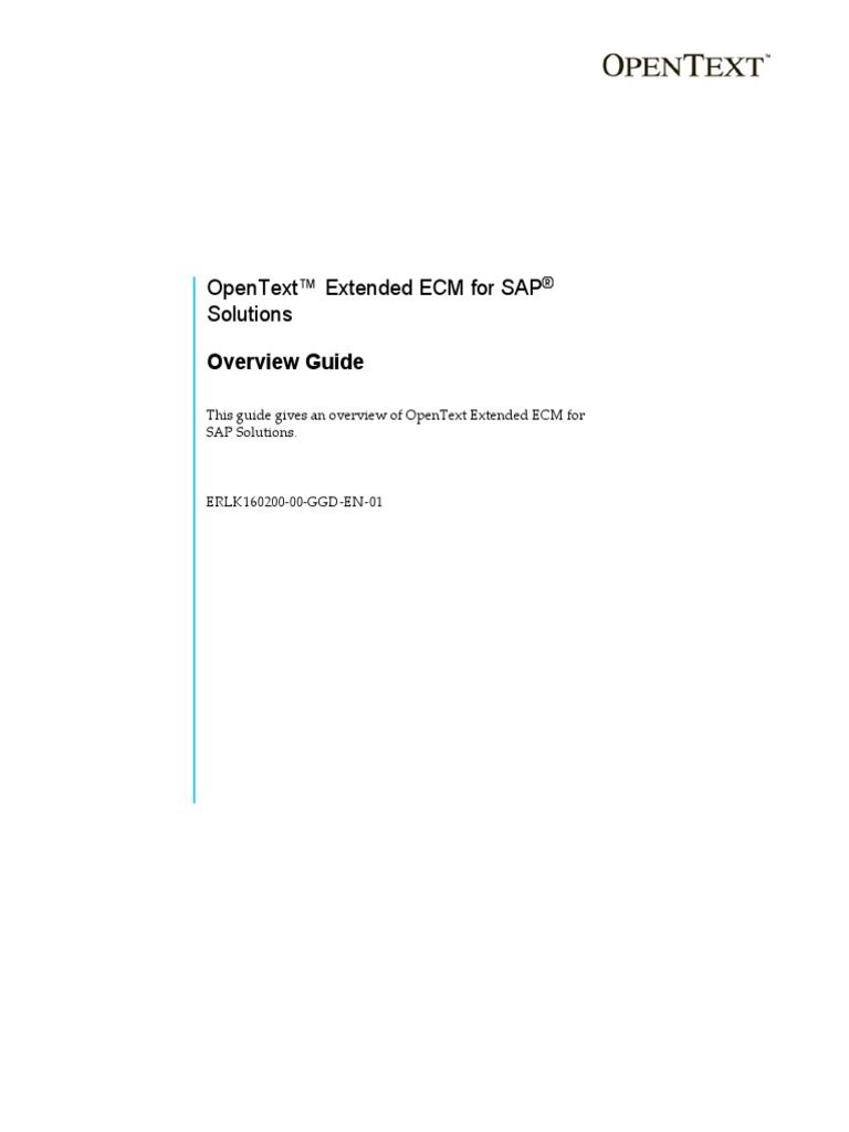 OpenText Extended ECM For SAP Solutions 16.2 - Overview Guide English ...
