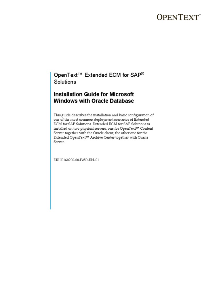 OpenText Extended ECM For SAP Solutions 16.2 - Installation Guide For ...