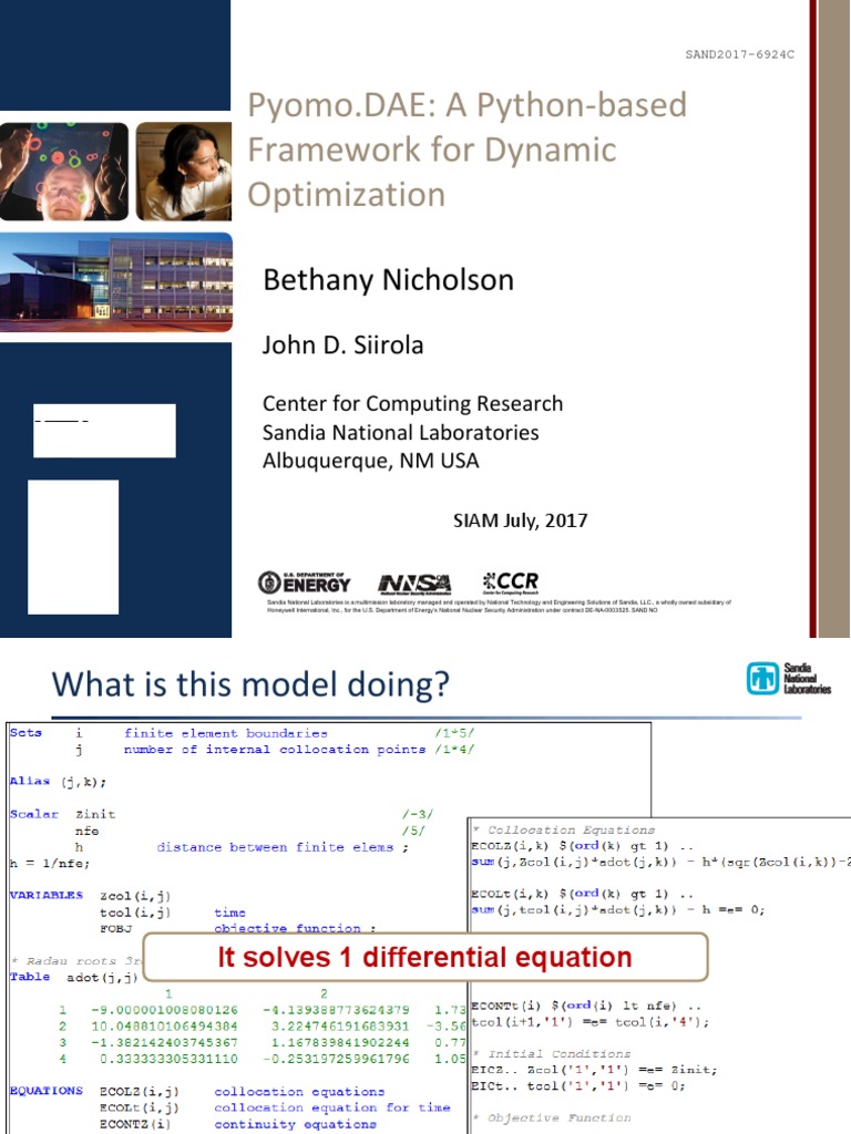 Pyomo Dae A Python Based Framework For Dynamic Optimization Pdf Mathematical Optimization