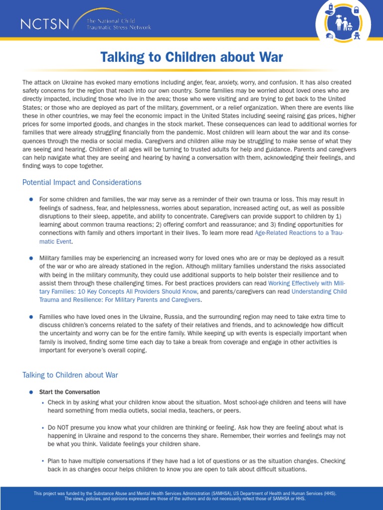 Talking To Children About War | PDF | Caregiver | Psychological Resilience
