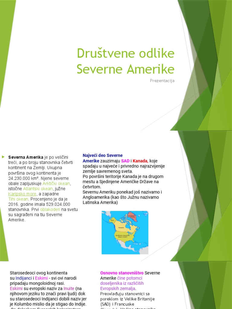 Društvene Odlike Severne Amerike | PDF