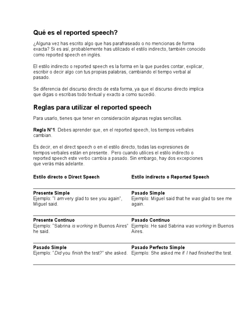 Reported Speech | PDF | Lingüística