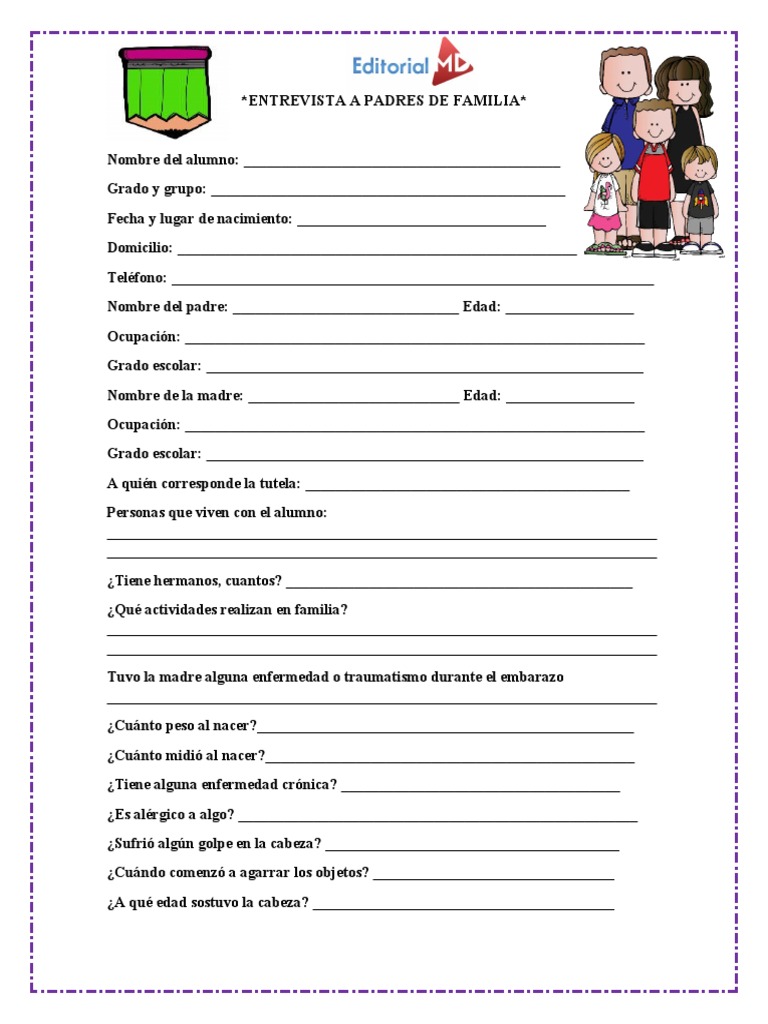Entrevista A Padres de Familia | PDF | Educación de la primera infancia