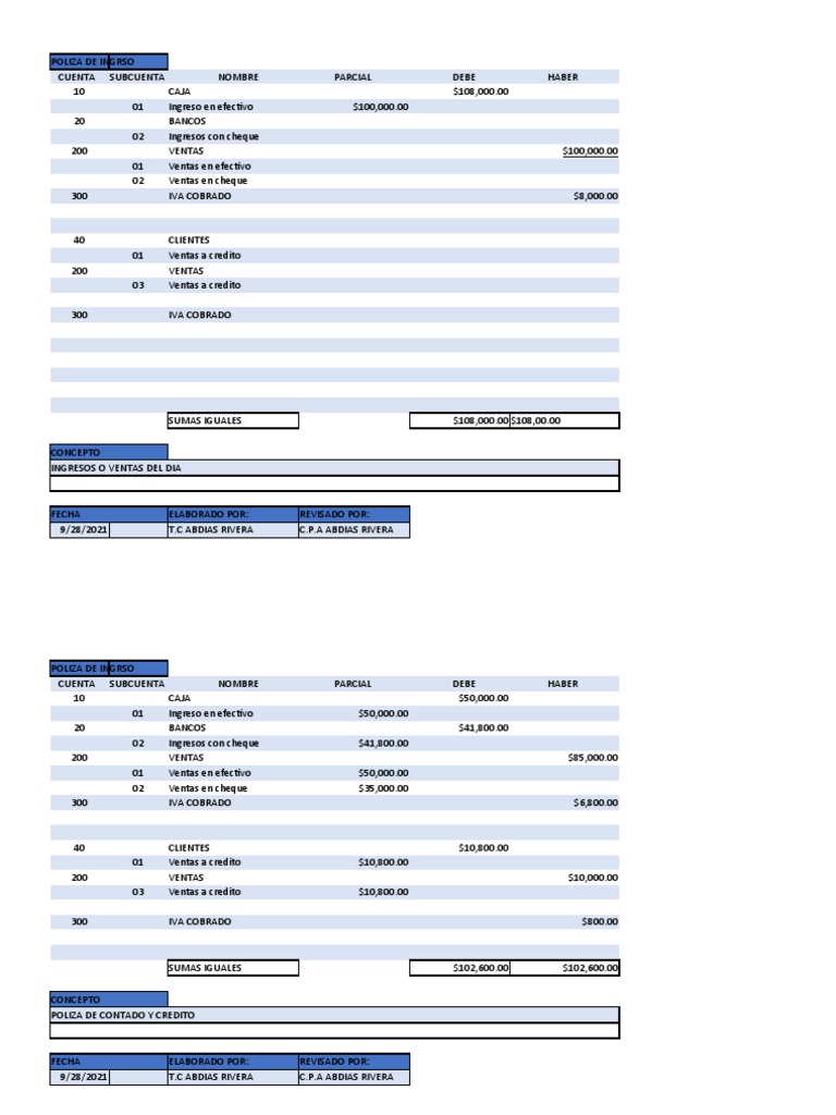 Polizas de Ingresos y Egresos | PDF | Cheque | Bancos