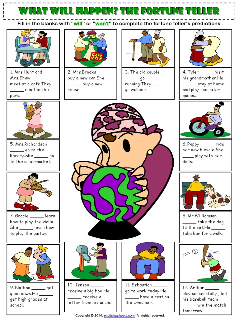 Will Future Simple Making Predictions Fortune Teller Exercises ...