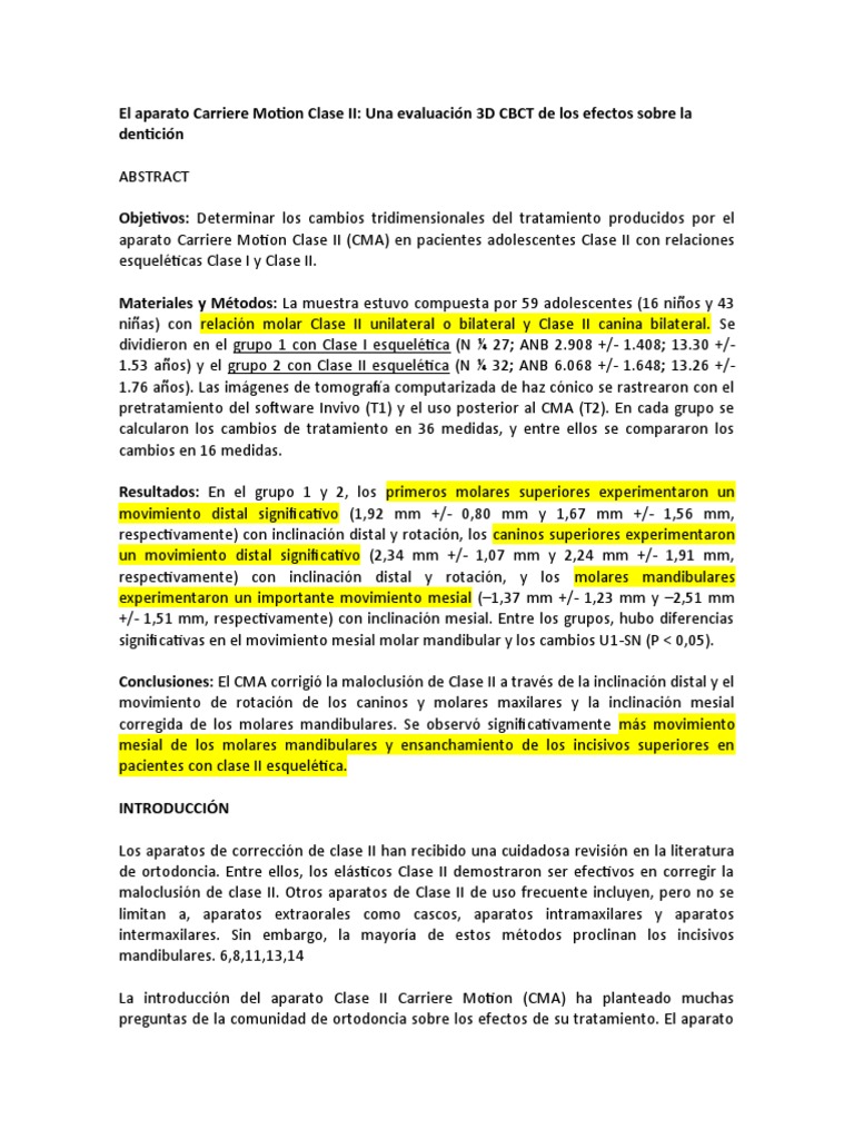 El Aparato Carriere Motion Clase II | PDF | Ortodoncia | Ramas de ...