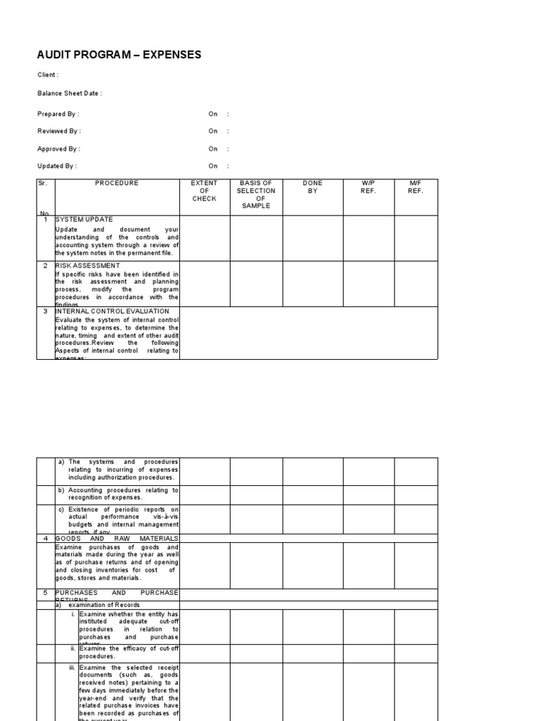 Expense Audit Program Template | PDF | Expense | Depreciation