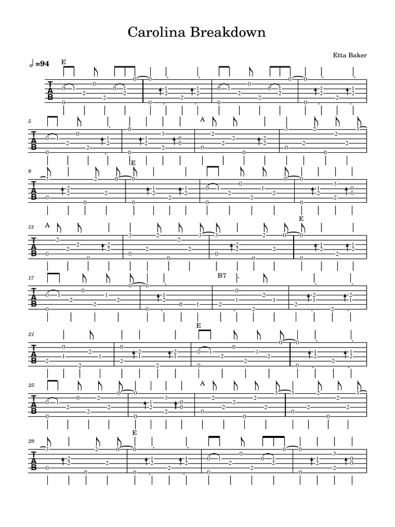 Carolina Breakdown: Etta Baker E | PDF