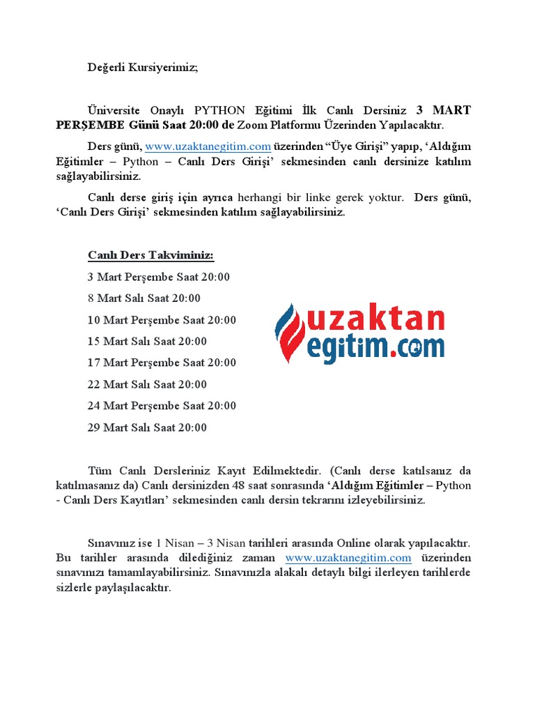Python Canli Ders | PDF
