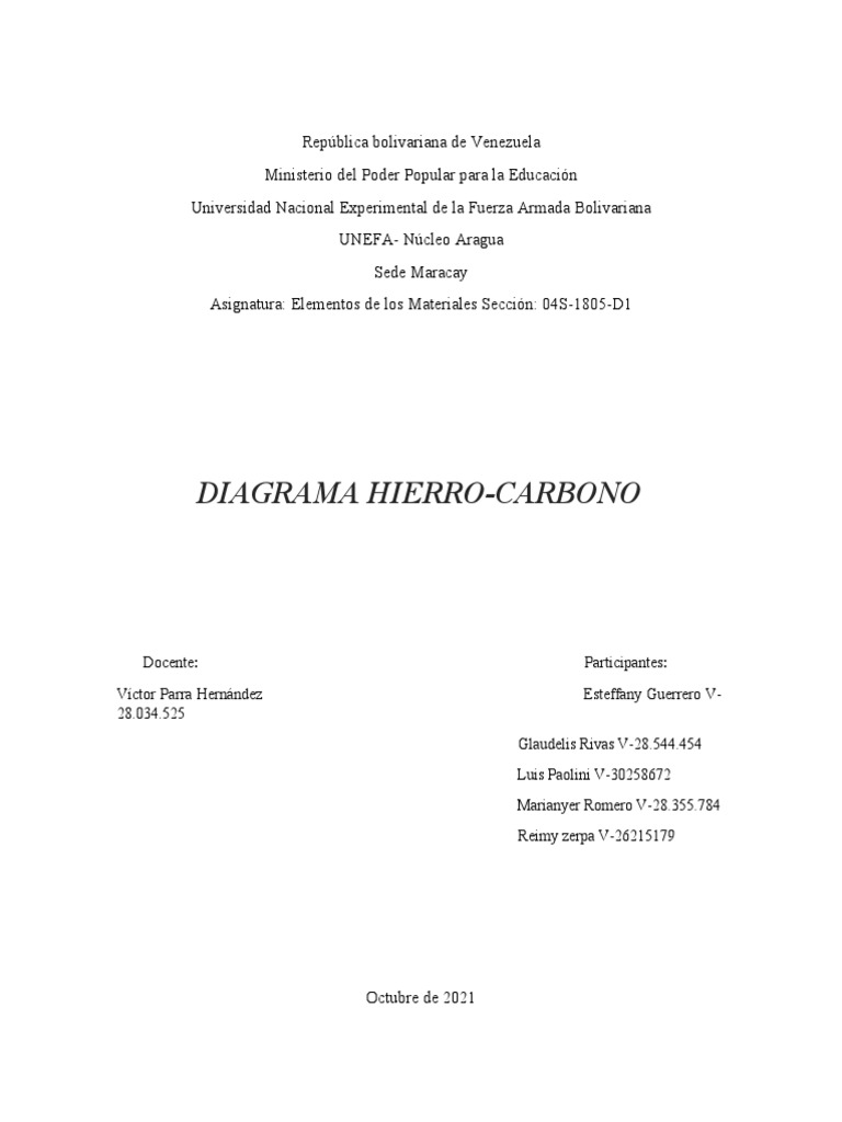 Grupo 05 Diagrama Hierro-Carbono | PDF | Ingeniería de productos químicos | Química Física