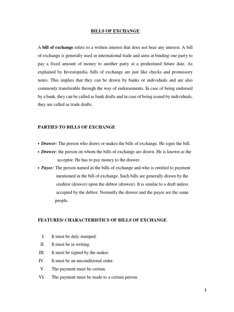 Bill of Exchange | PDF | Negotiable Instrument | Payments