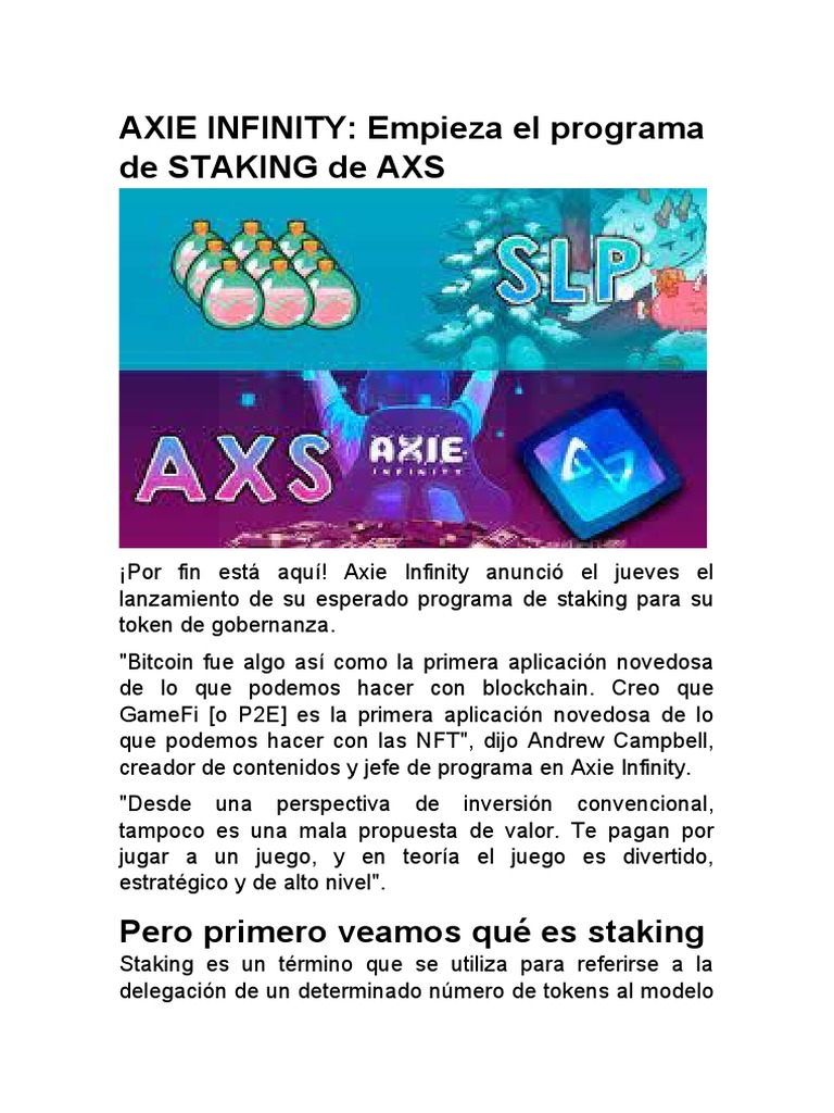 AXIE INFINITY - Empieza El Programa de STAKING de AXS | PDF | Economias