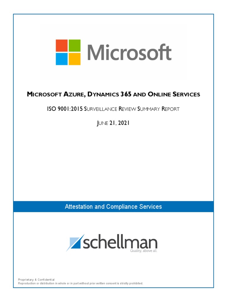 Microsoft Azure, Dynamics and Online Services ISO 9001 Report - June ...