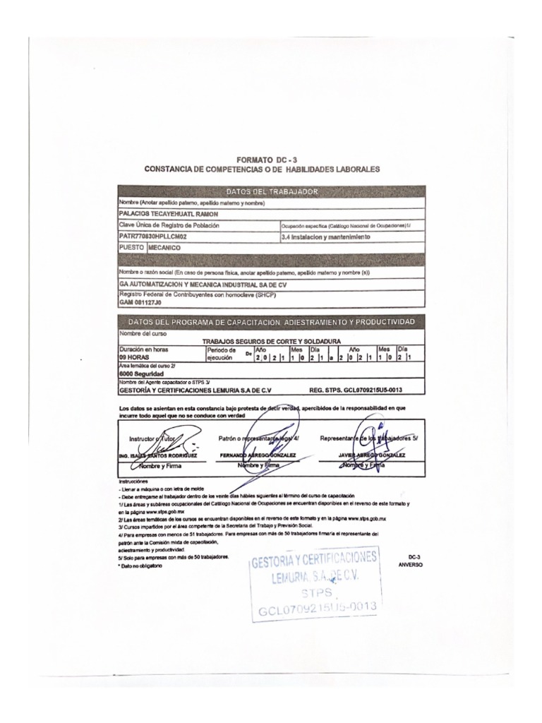 Formato DC - 3 | PDF