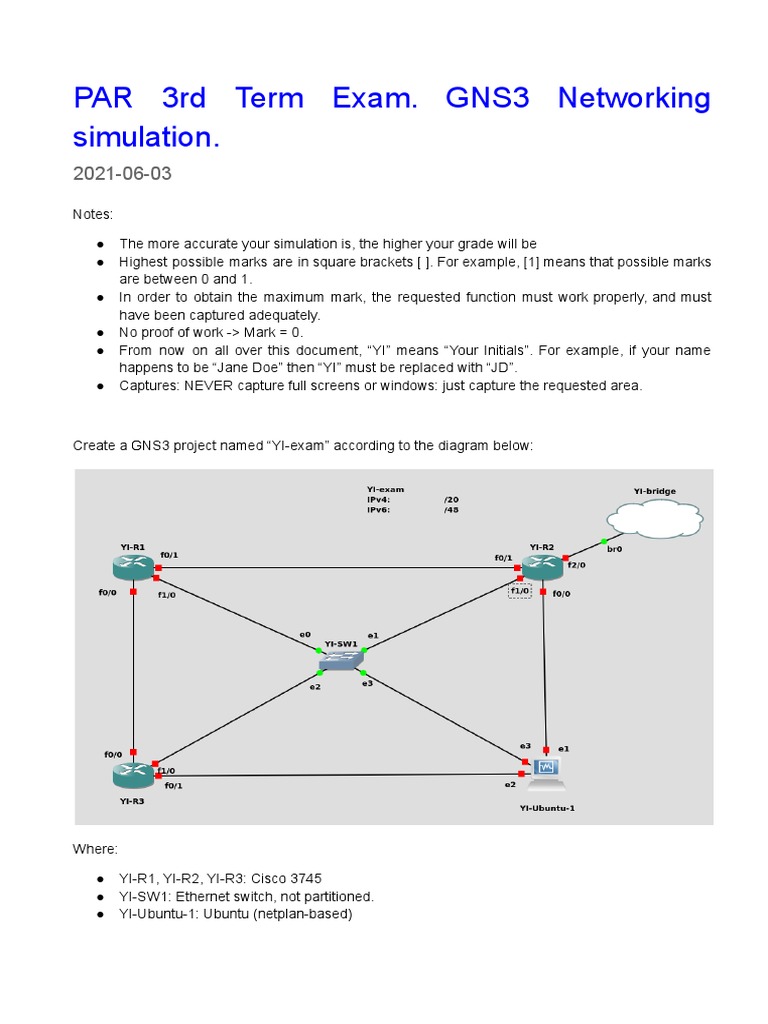 GNS3 Networking Exam Guide | PDF | Ip Address | Network Layer Protocols