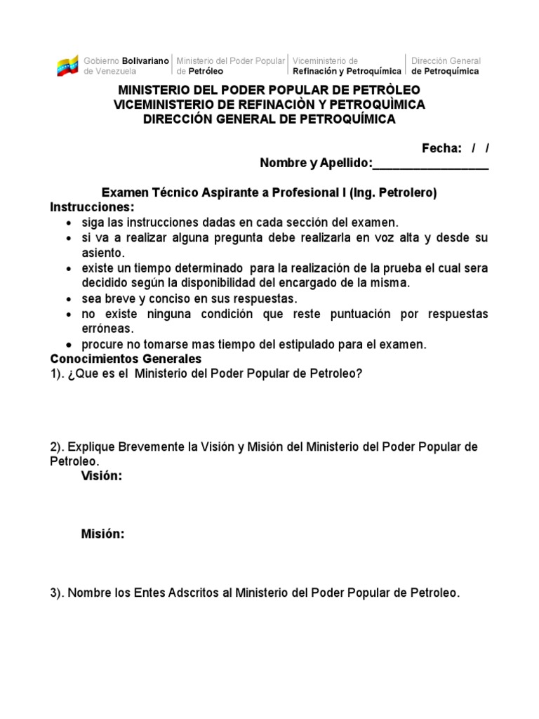 Modelo de Prueba Ing Petroleo | PDF | Gas natural | Petróleo